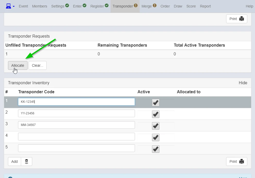 Auto Allocate (Rental) Transponders to Competitors - Sqorz Docs